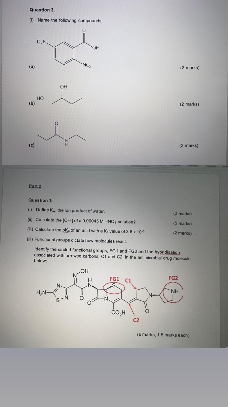 Solved (i) Name the following compounds (a) (2 marks) (b) (2 | Chegg.com