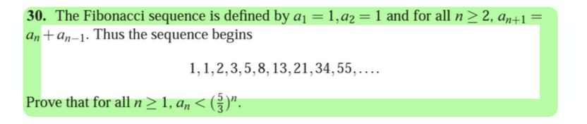 Solved 30. The Fibonacci sequence is defined by aj = 1,22 = | Chegg.com