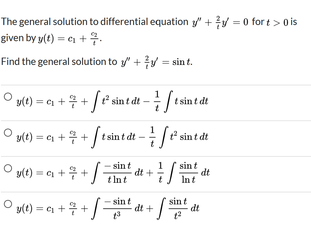 Solved The general solution to differential equation y" + { | Chegg.com
