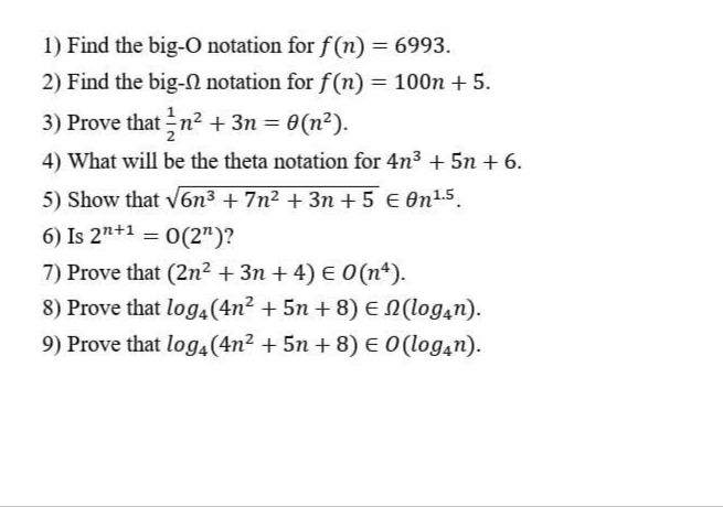 Solved ind the big-O notation for f(n)=6993. ind the big- Ω | Chegg.com