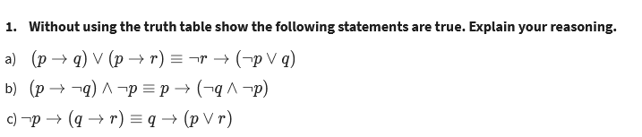 Solved 1. Without using the truth table show the following | Chegg.com
