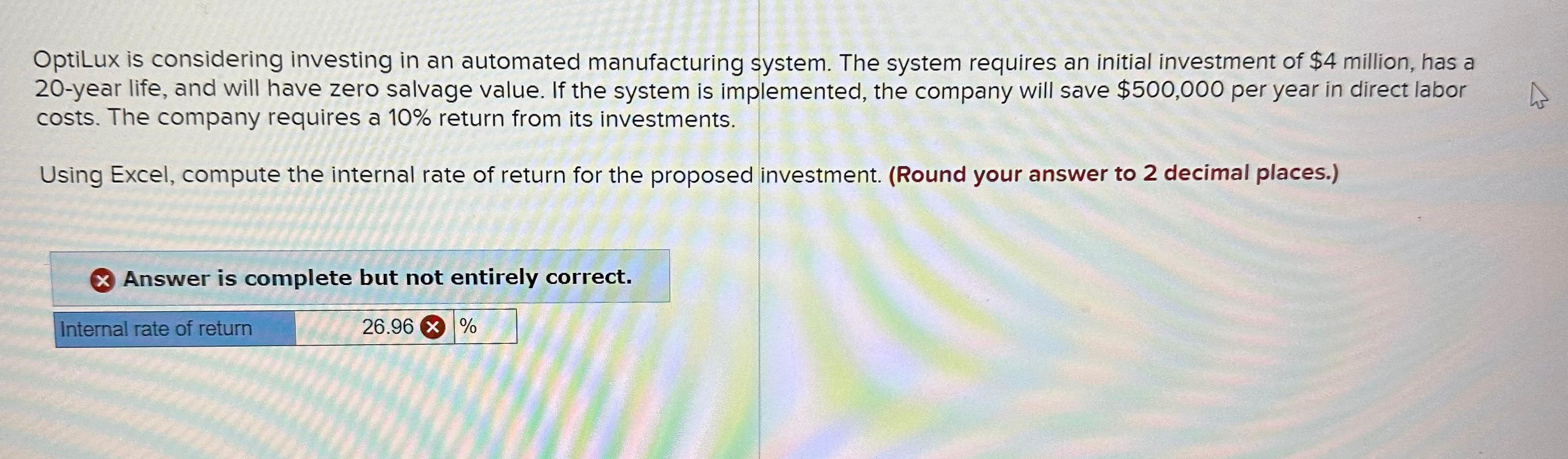 Solved OptiLux is considering investing in an automated | Chegg.com Solved OptiLux is considering investing in an automated | Chegg.com