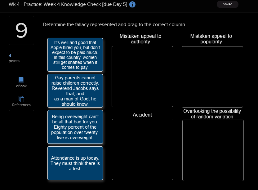 Solved Wk 4 - Practice: Week 4 Knowledge Check [due Day 5] 9 | Chegg.com
