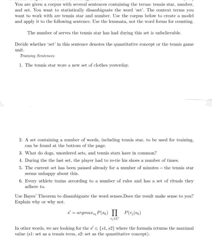 Solved You are given a corpus with several sentences | Chegg.com