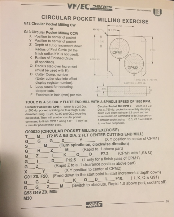 Solved CIRCULAR POCKET MILLING EXERCISE G12 Circular Pocket | Chegg.com