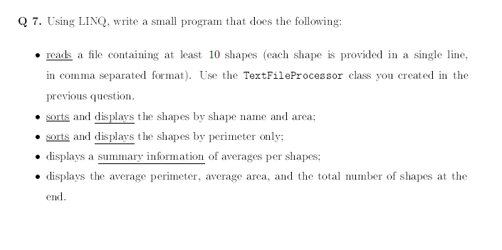 Solved Q 7. Using LINQ, write a small program that does the | Chegg.com