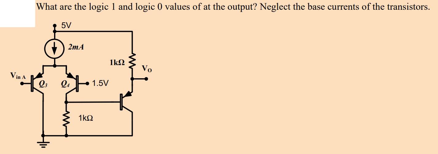 Solved What are the logic 1 and logic 0 values of at the | Chegg.com