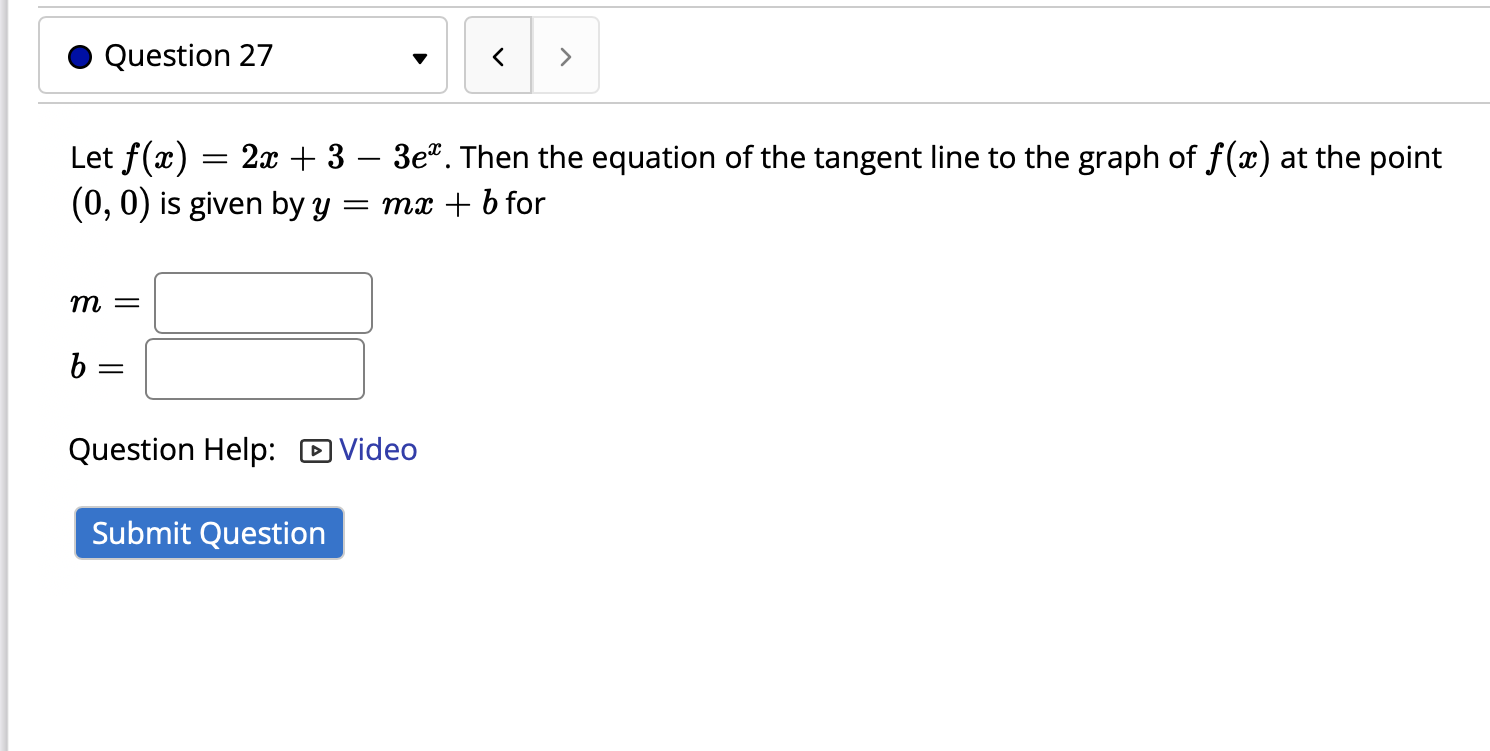 Solved Let f(x)=2x+3−3exf(x)=2x+3-3ex. Then the equation of | Chegg.com