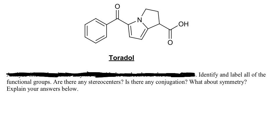 Solved N OH Toradol Identify and label all of the functional | Chegg.com