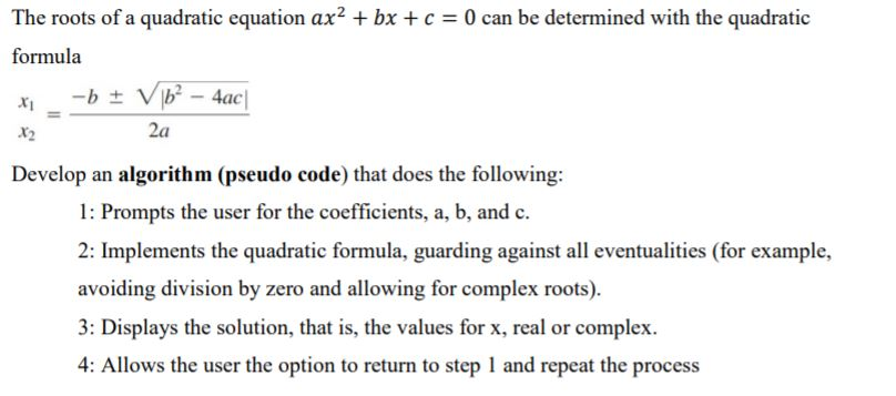 Solved The roots of a quadratic equation ax2 + bx +c formula | Chegg.com