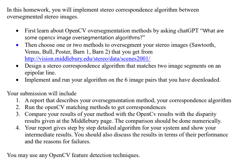 Solved In this homework, you will implement stereo | Chegg.com