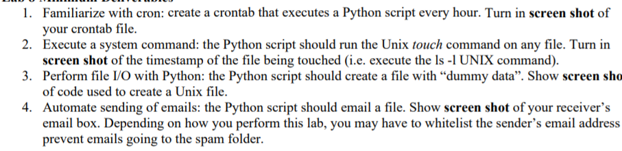 Solved 1. Familiarize with cron: create a crontab that | Chegg.com