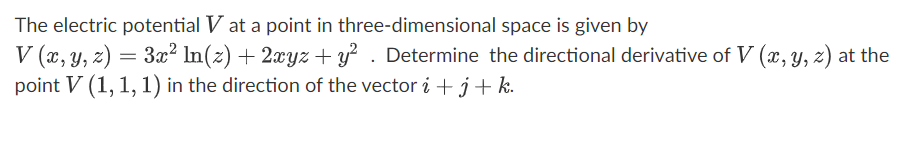 Solved The electric potential V at a point in | Chegg.com