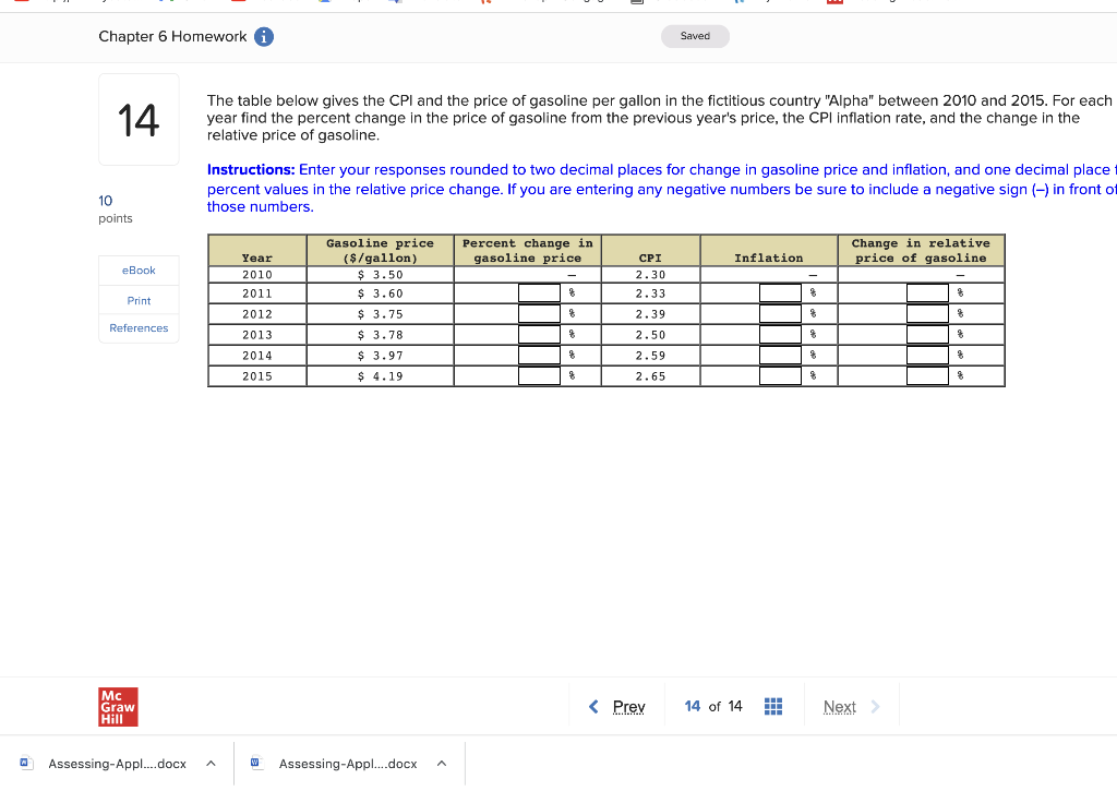 Solved The table below gives the CPI and the price of | Chegg.com