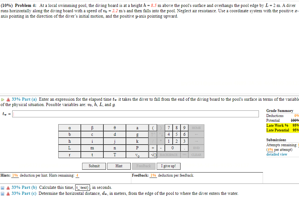 Solved (10\%) Problem 4: At a local swimming pool, the | Chegg.com