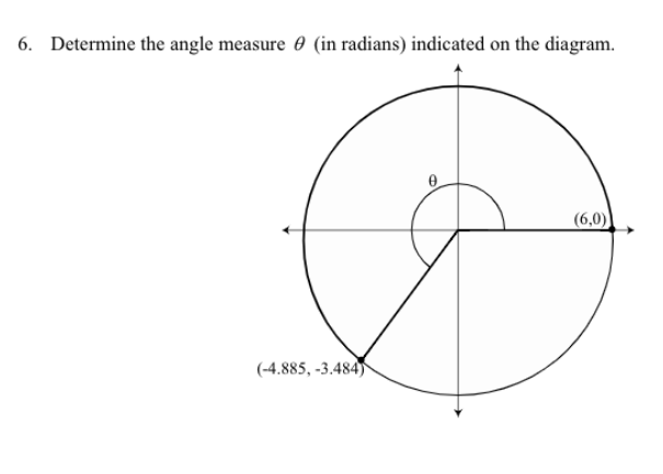 Solved 6. Determine the angle measure θ (in radians) | Chegg.com