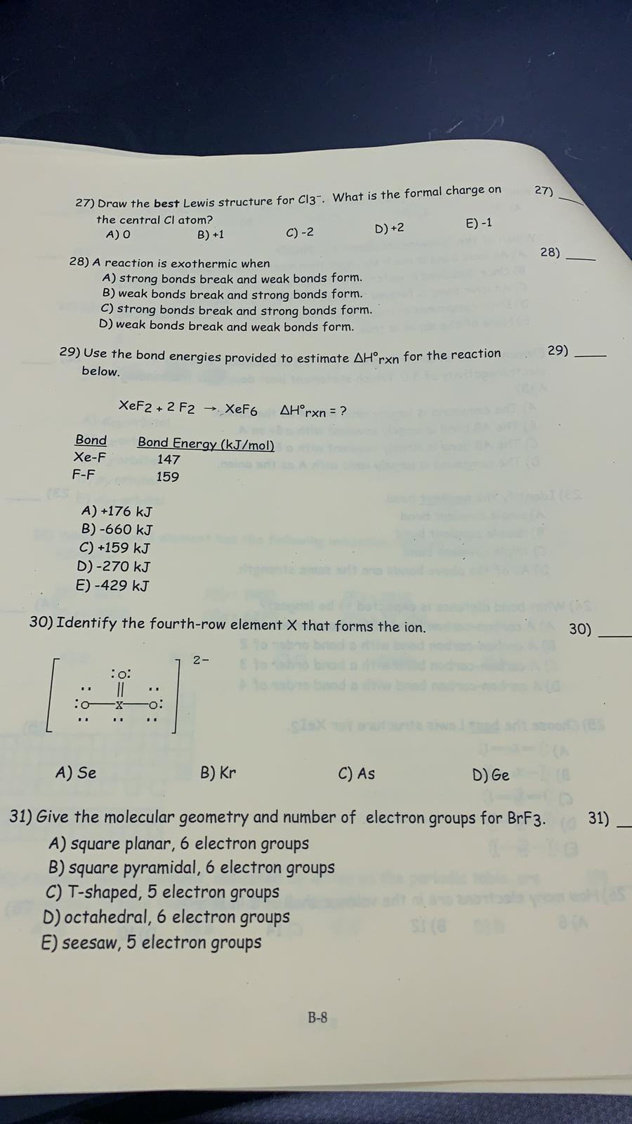27) 27) Draw the best Lewis structure for Cl3-. What | Chegg.com