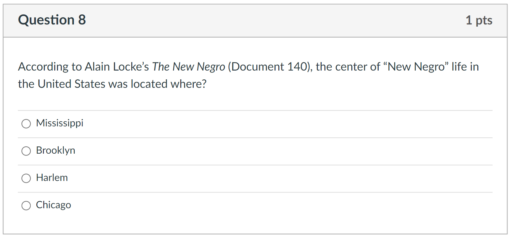 According to Alain Locke's The New Negro (Document | Chegg.com