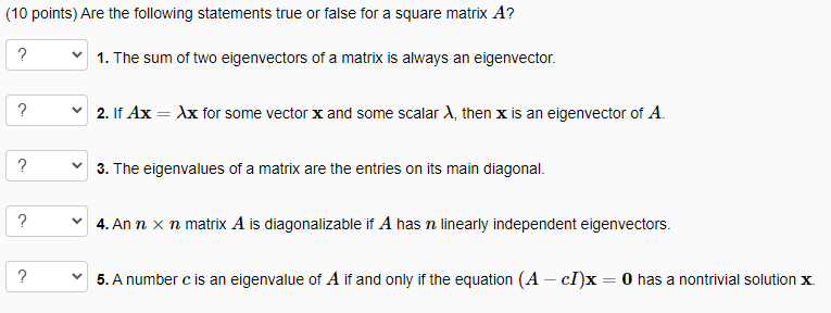 Solved (10 points) Are the following statements true or | Chegg.com