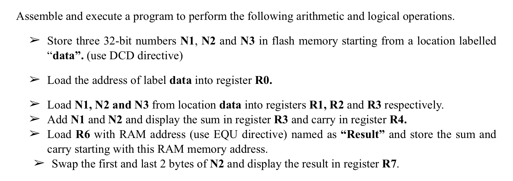 Solved Assemble and execute a program to perform the | Chegg.com
