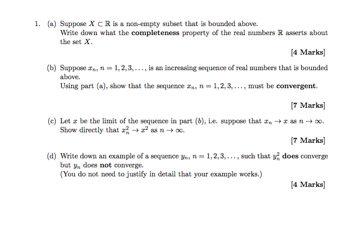 Solved 1. (a) Suppose X CR is a non-empty subset that is | Chegg.com