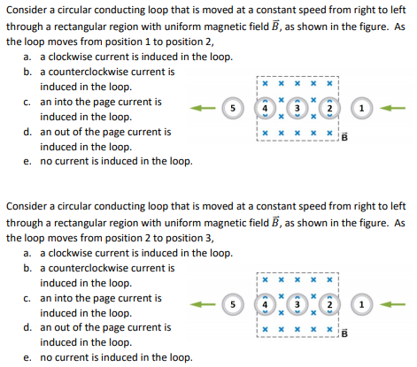 Solved Consider a circular conducting loop that is moved at | Chegg.com