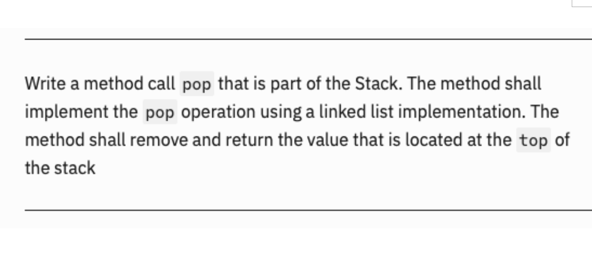 Solved Write A Method Call Pop That Is Part Of The Stack Chegg