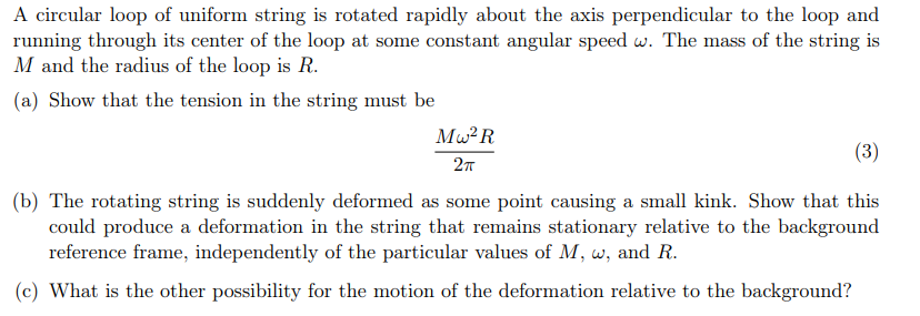 Solved A circular loop of uniform string is rotated rapidly | Chegg.com