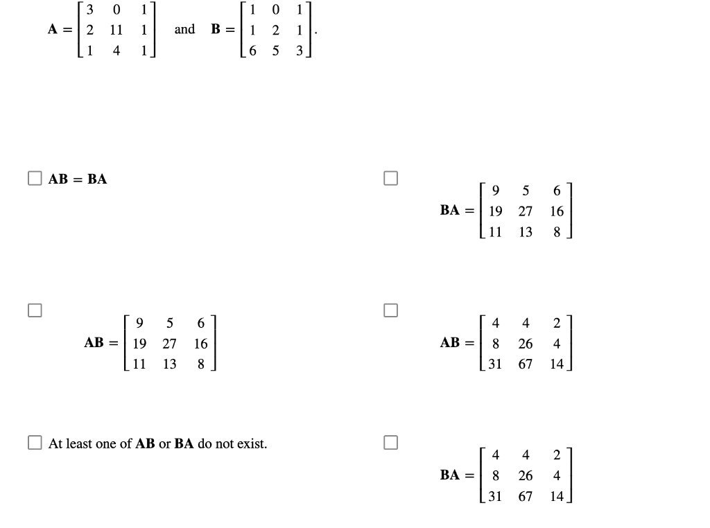 Solved Compute det A, det B, det (AB), and det (A + B) for | Chegg.com