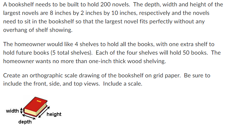 Solved scale drawingsA bookshelf needs to be built to hold | Chegg.com