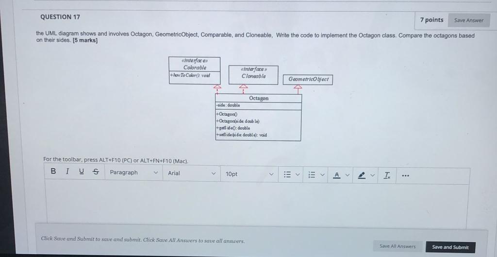 Solved QUESTION 17 7 points Save Answer the UML diagram | Chegg.com