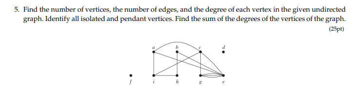 Solved 5. Find the number of vertices, the number of edges, | Chegg.com