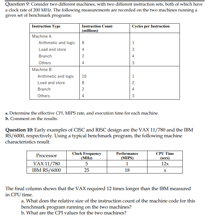 Solved Question 9: Consider two different machines, with two | Chegg.com