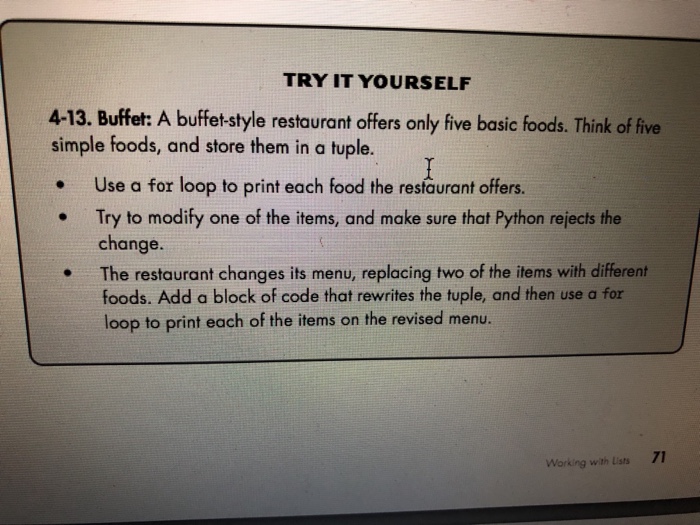 Solved TRY IT YOURSELF 4-13. Buffet: A buffet-style | Chegg.com