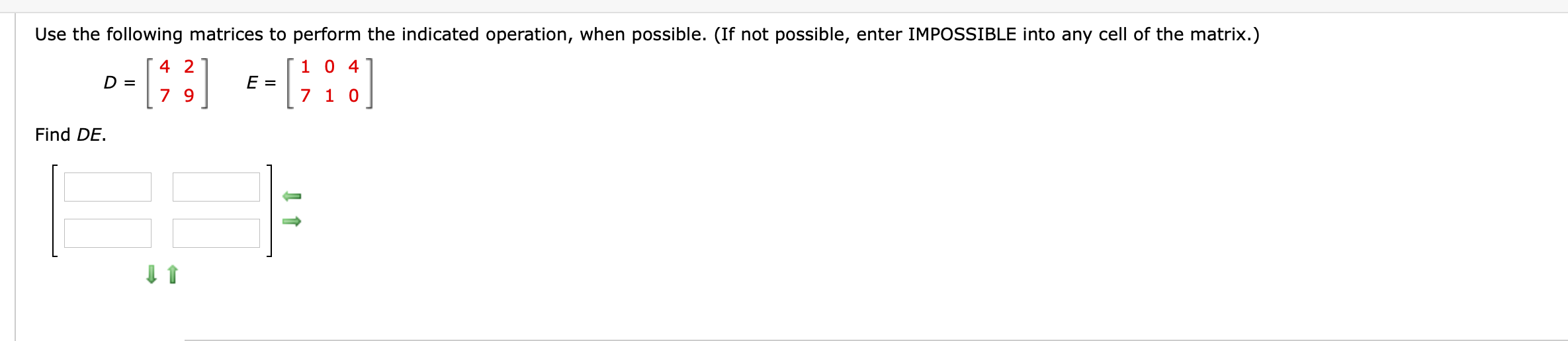 Solved Use the following matrices to perform the indicated | Chegg.com