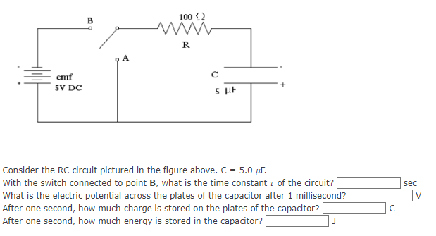 Solved Consider the RC circuit pictured in the figure above. | Chegg.com