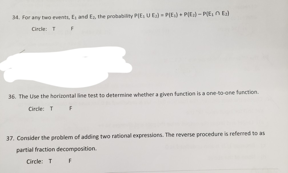 Solved 34. For any two events, Ei and E2, the probability | Chegg.com