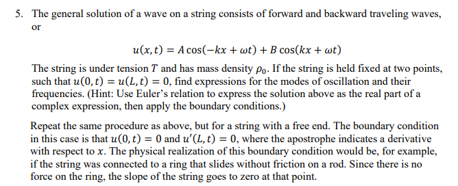 Solved 5. The general solution of a wave on a string | Chegg.com