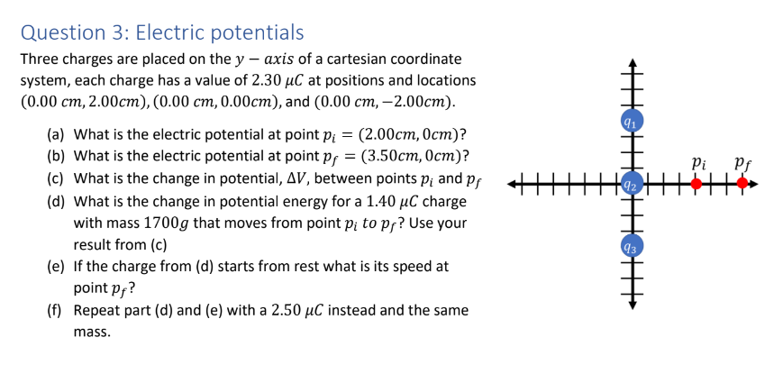 Solved Question 3: Electric potentials Three charges are | Chegg.com