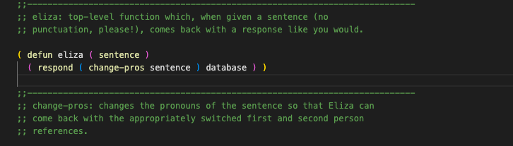 Solved ;; eliza: top-level function which, when given a | Chegg.com