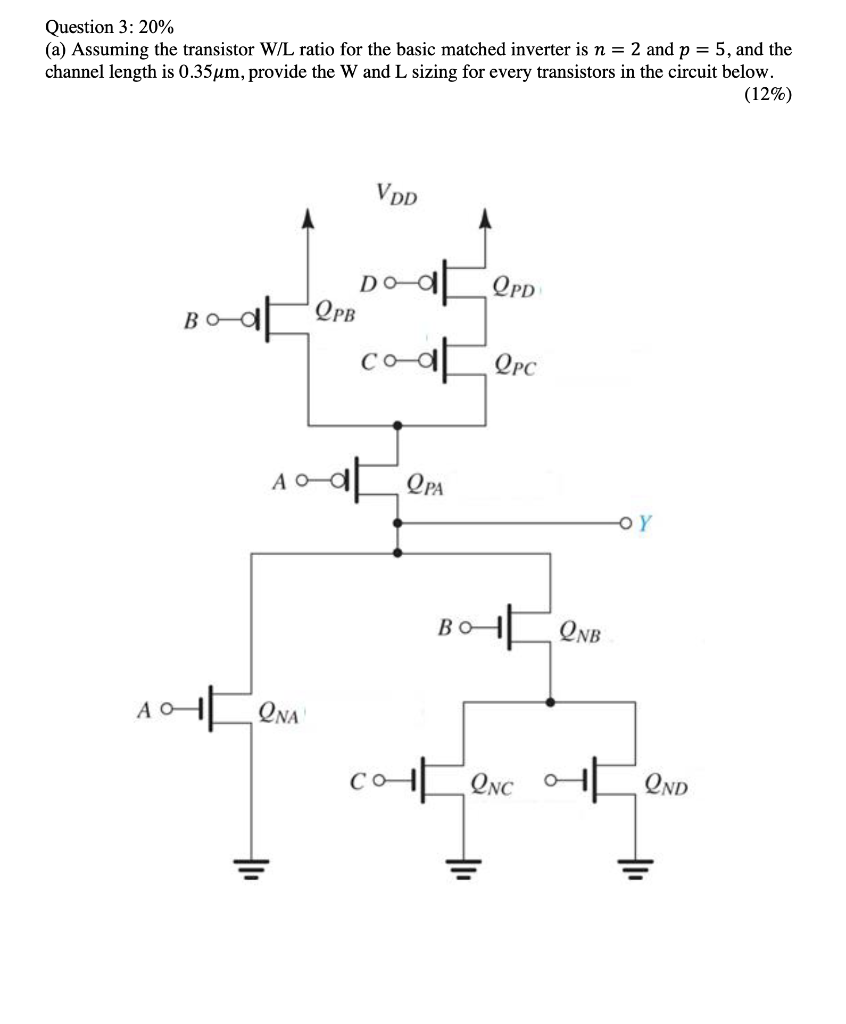 Question 3: 20% (a) Assuming the transistor W/L ratio | Chegg.com