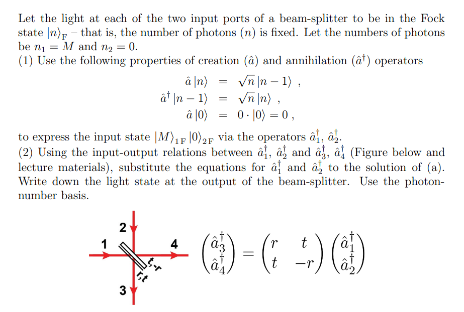 Solved Let the light at each of the two input ports of a | Chegg.com