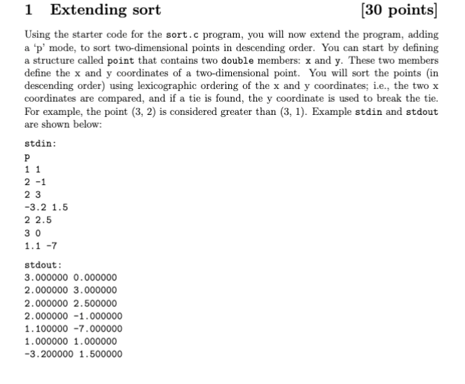 Solved Using the starter code for the sort.c program, you | Chegg.com
