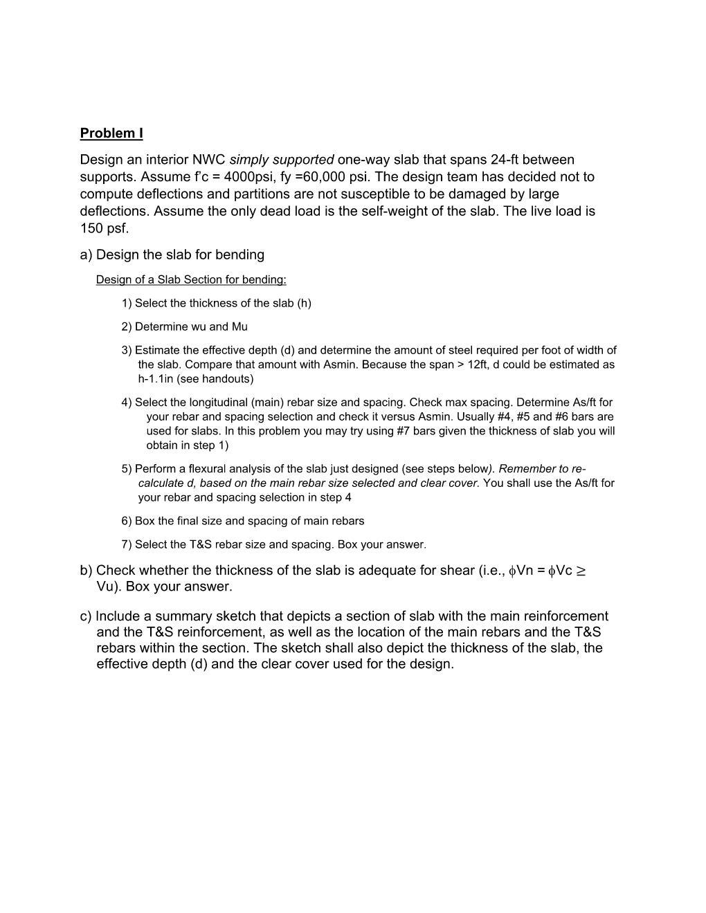 Solved Problem! Design an interior NWC simply supported | Chegg.com