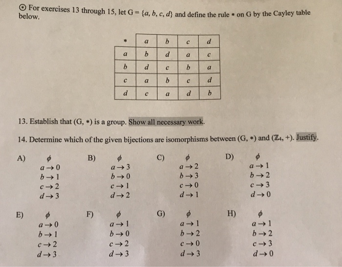 Solved O For exercises 13 through 15, let G- (a, b, c, d) | Chegg.com