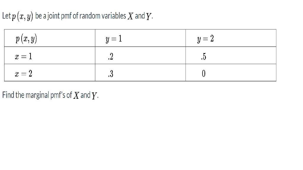 Solved Let p (x, y) be a joint pmf of random variables X and | Chegg.com