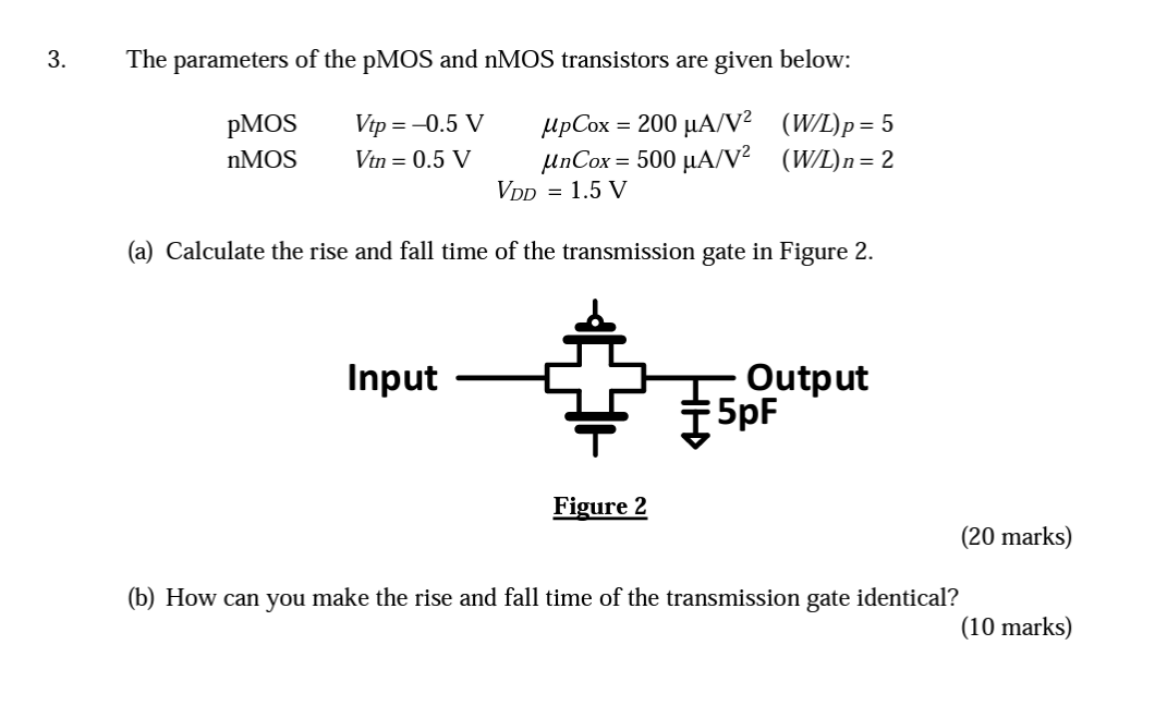 The parameters of the pMOS and nMOS transistors are | Chegg.com