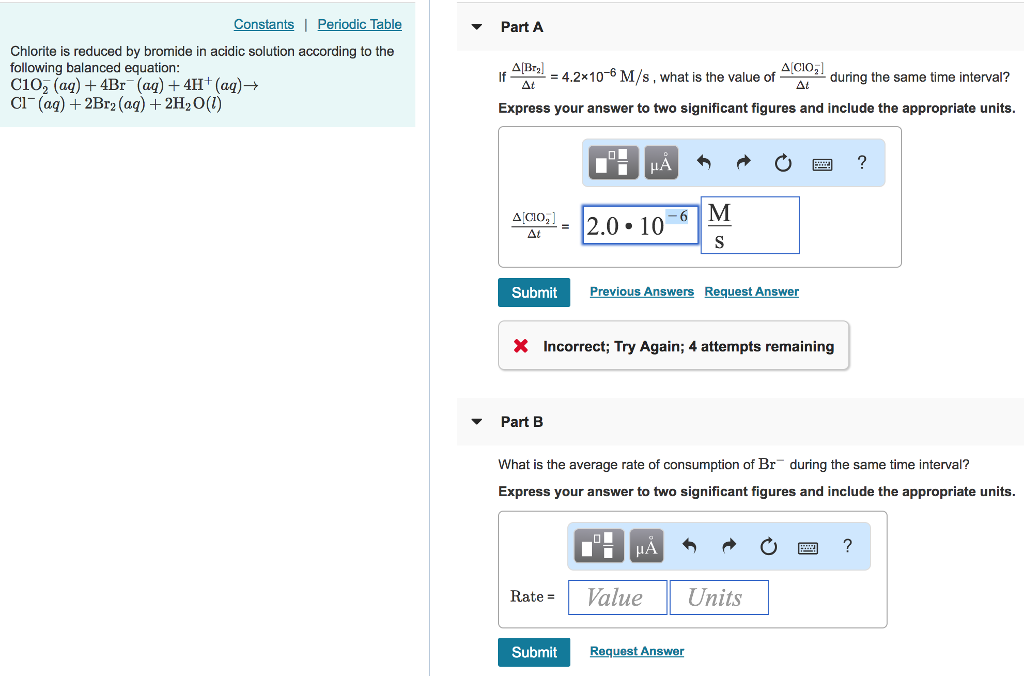 Solved Constants | Periodic Table Part A Chlorite is reduced | Chegg.com