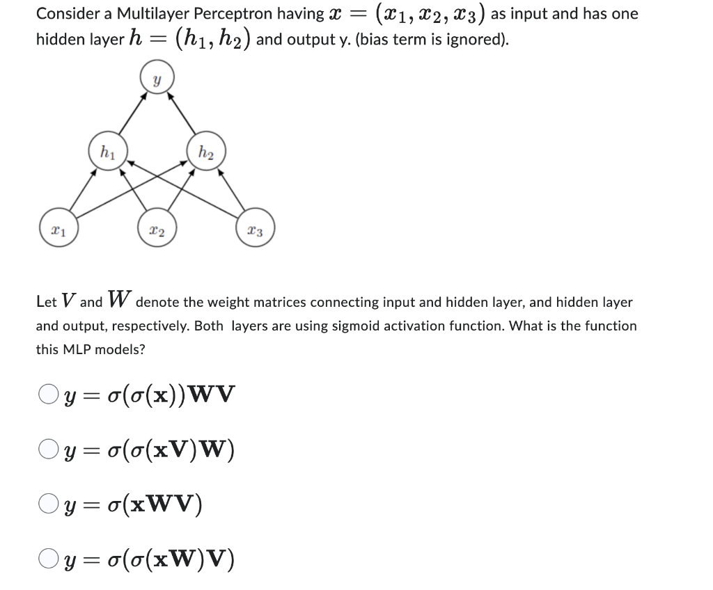 Solved Consider a Multilayer Perceptron having x=(x1,x2,x3) | Chegg.com