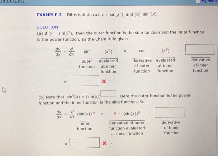Solved 18 3.4.AE 002 My Notes EXAMPLE 2 Differentiate (a) | Chegg.com